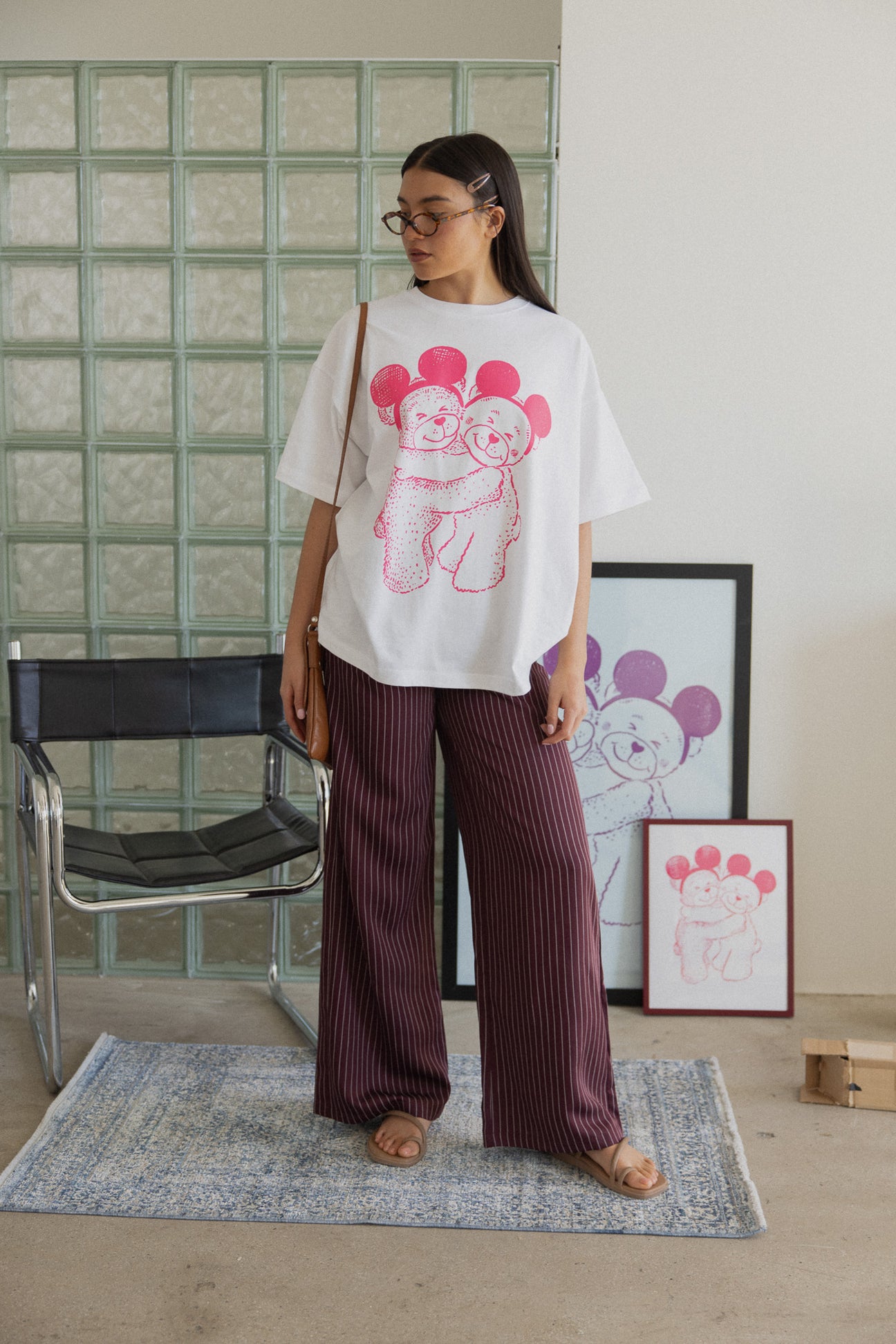 The Park Bears Oversized Tee in White – Subtle Dust